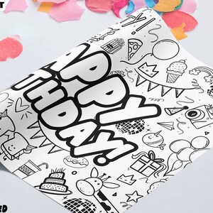 GIANT Birthday Coloring Poster Birthday Coloring Page 24x36 Inch ...