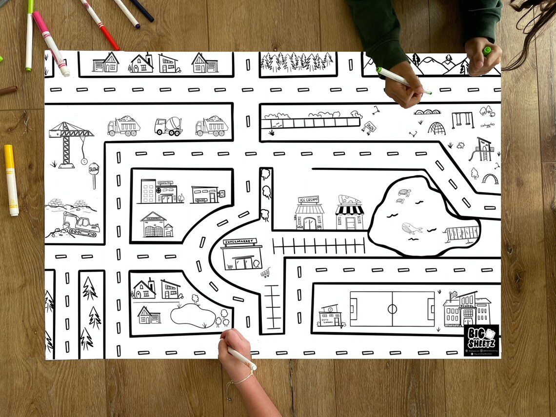 GIANT Coloring Poster | Car Play Mat Coloring Page | 24X36 Inch ...