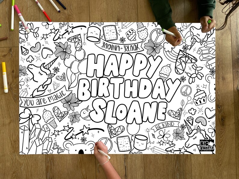 Customized GIANT Coloring Poster Personalized Birthday - Etsy