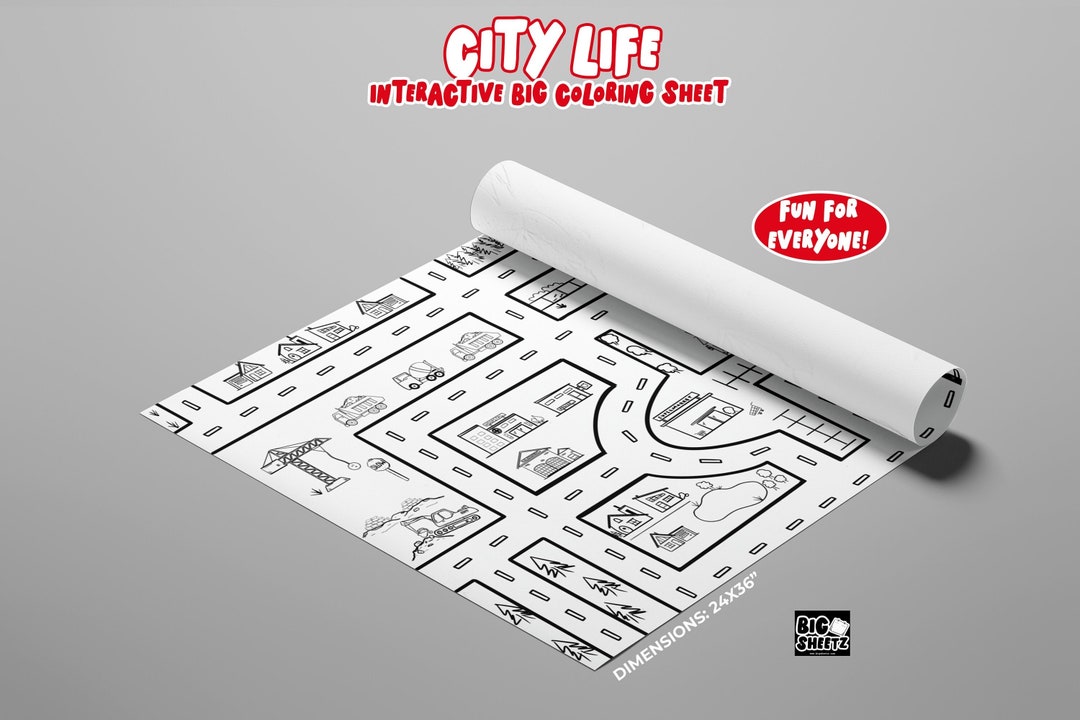 GIANT Coloring Poster | Car Play Mat Coloring Page | 24X36 Inch ...