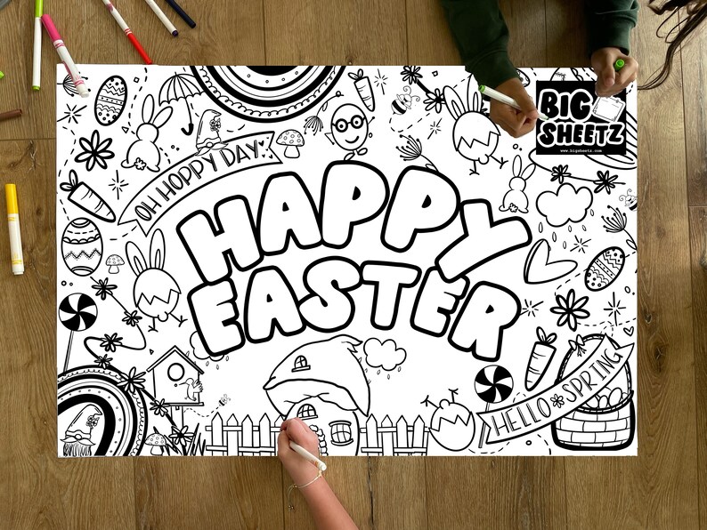 GIANT Easter Coloring Poster | Easter Coloring Page | 24x36" Inch ...