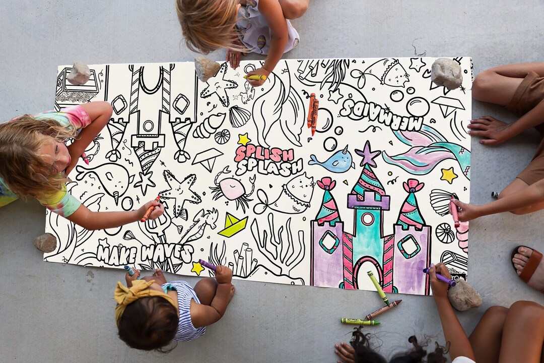 GIANT Mermaid Coloring Poster | BIG Coloring Page | 30x60 Inch ...