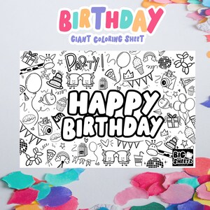 GIANT Birthday Coloring Poster | Birthday Coloring Page | 24x36" Inch ...