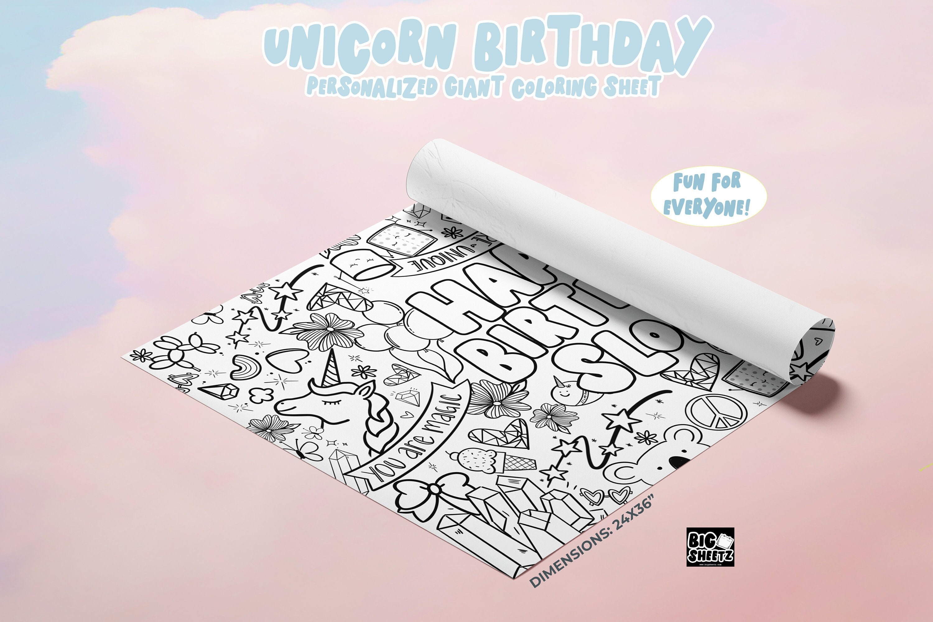 Customized GIANT Coloring Poster | Personalized Birthday Coloring Page ...