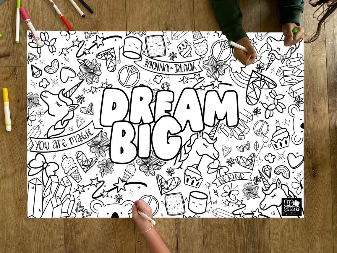 GIANT Coloring Poster Dream Big Coloring Page 24X36 Inch - Etsy
