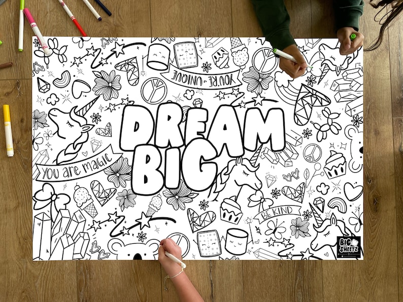 GIANT Coloring Poster Dream Big Coloring Page 24X36 Inch - Etsy