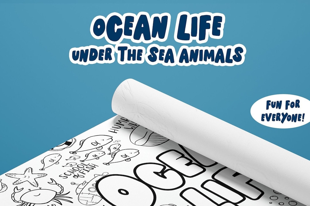 Ocean Life Giant Coloring Page | Sea Animals Large Coloring Sheet or ...