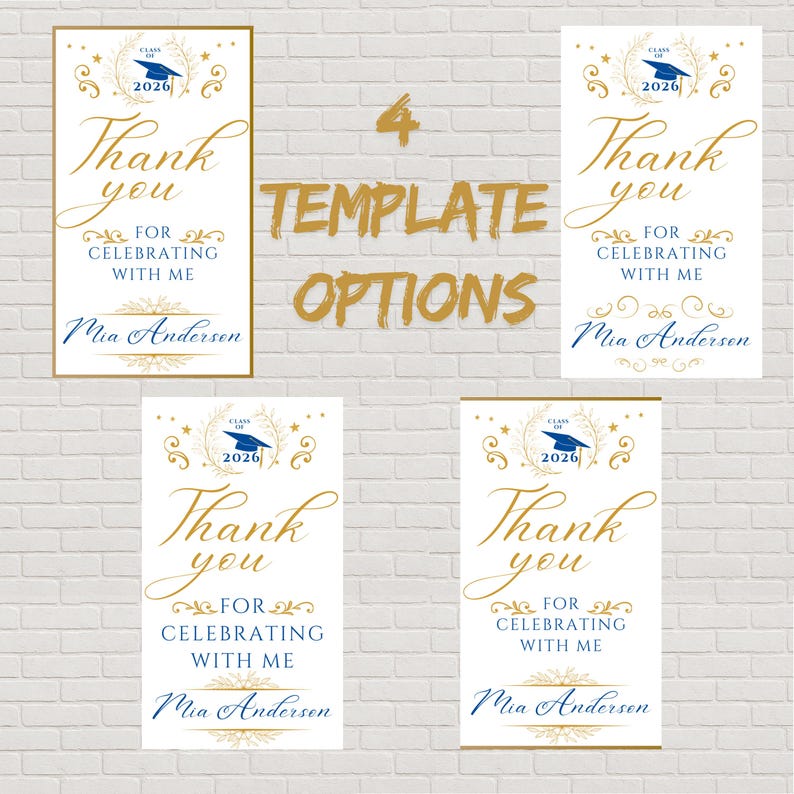 Editable Graduation Favor Tags, Class of 2026 Thank You Gift Tags ...