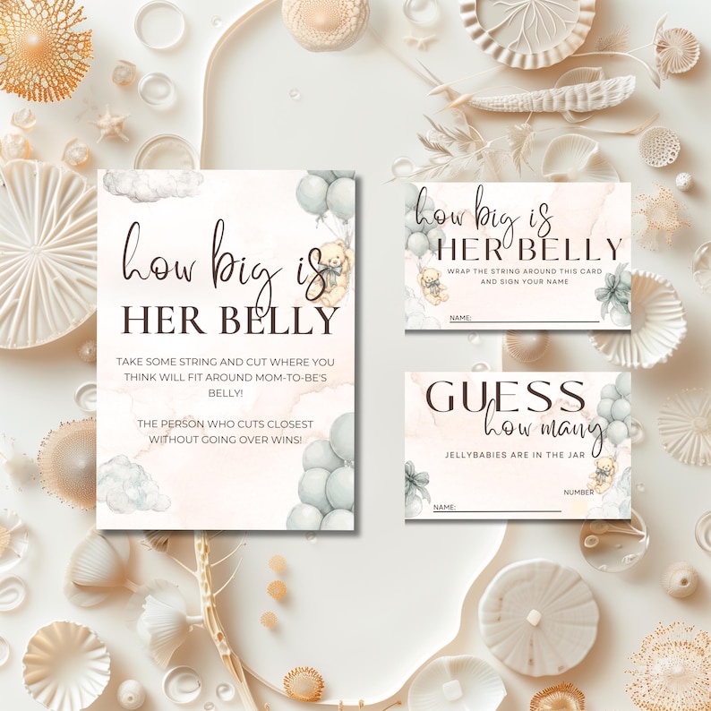 Teddy Bear Baby Shower Games Bundle, Editable Canva Template, Neutral ...