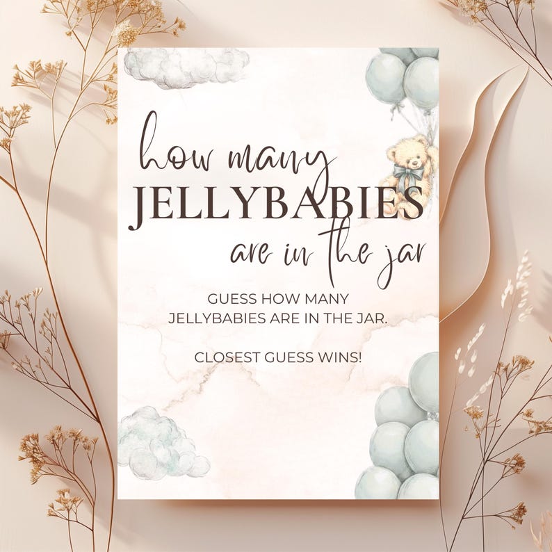 Teddy Bear Baby Shower Games Bundle, Editable Canva Template, Neutral ...