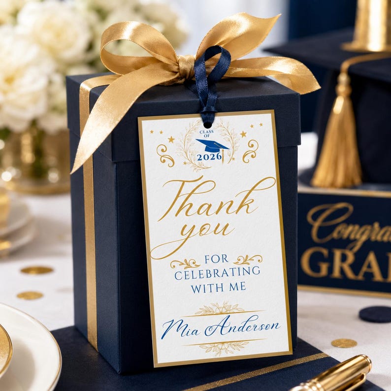 Editable Graduation Favor Tags, Class of 2026 Thank You Gift Tags ...