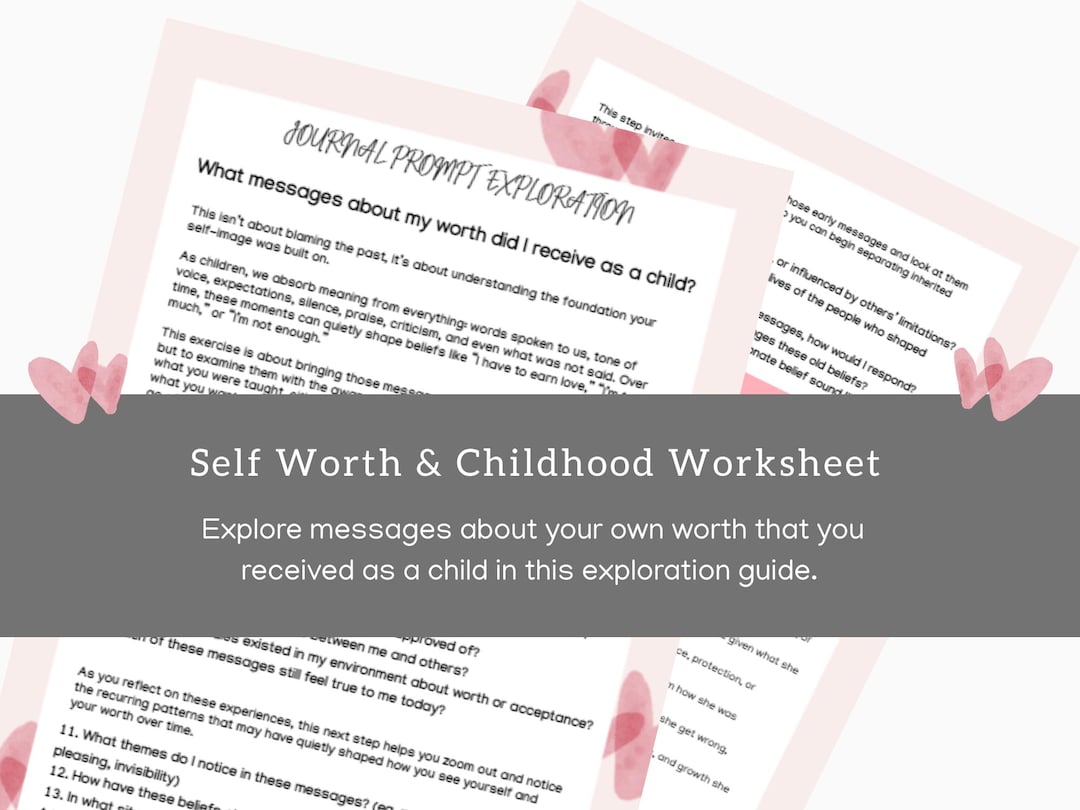 Inner Child Worksheet | Childhood Self Worth Reflection, Mid-life ...