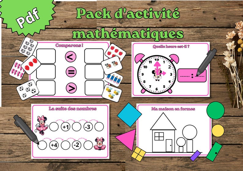 Pack D'activité Mathématiques PDF | 4 Fiches Apprentissage | Comparer ...