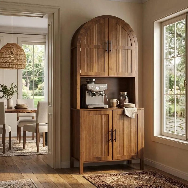 Walnut Arched Bookcase - Etsy