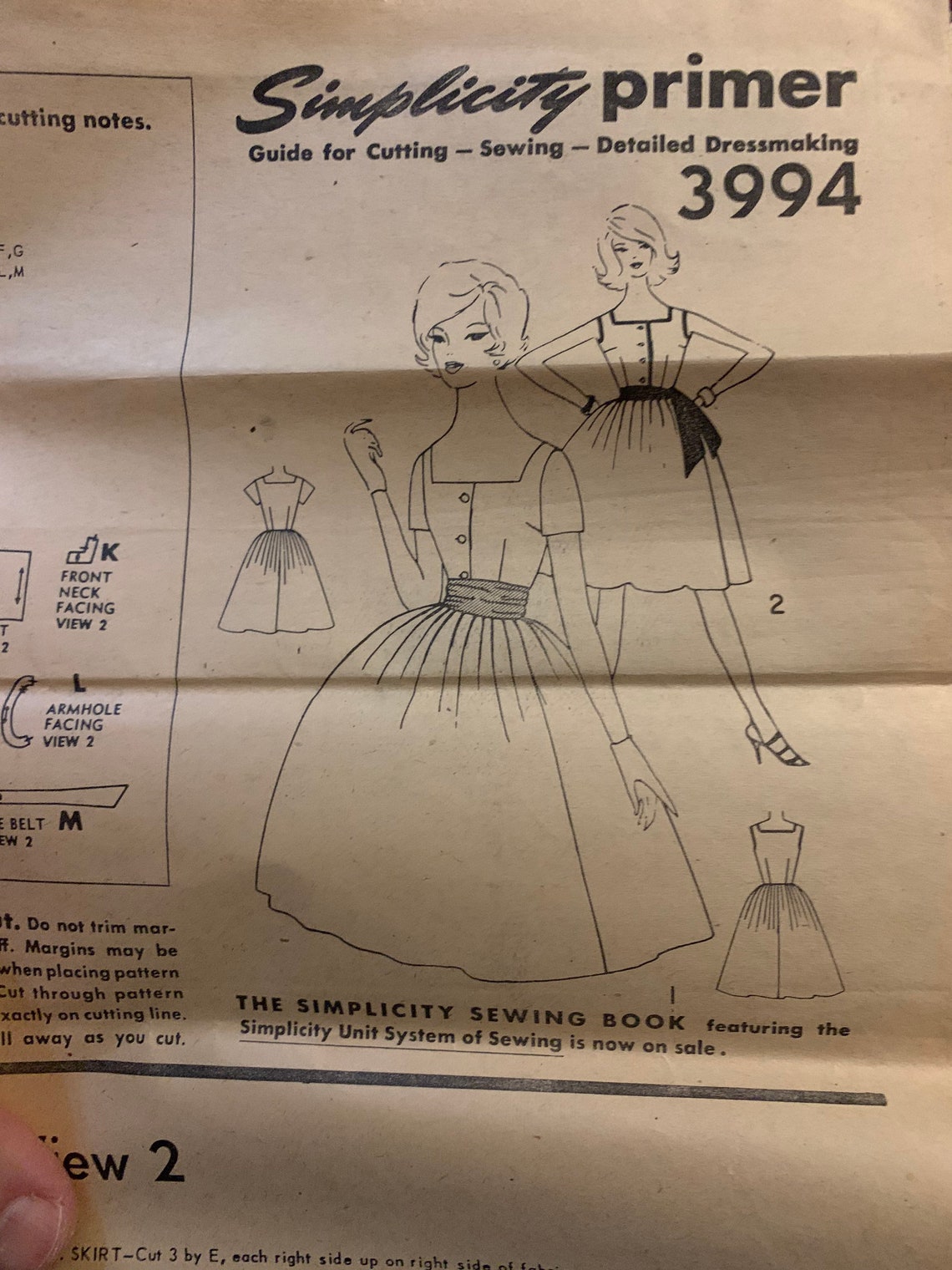 Simplicity Pattern 3994 Dress Square Neck Pleat Skirt | Etsy