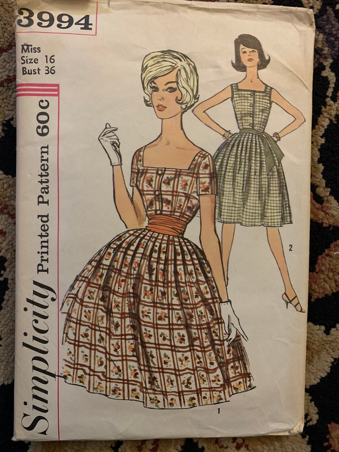 Simplicity Pattern 3994 Dress Square Neck Pleat Skirt Size 16 - Etsy