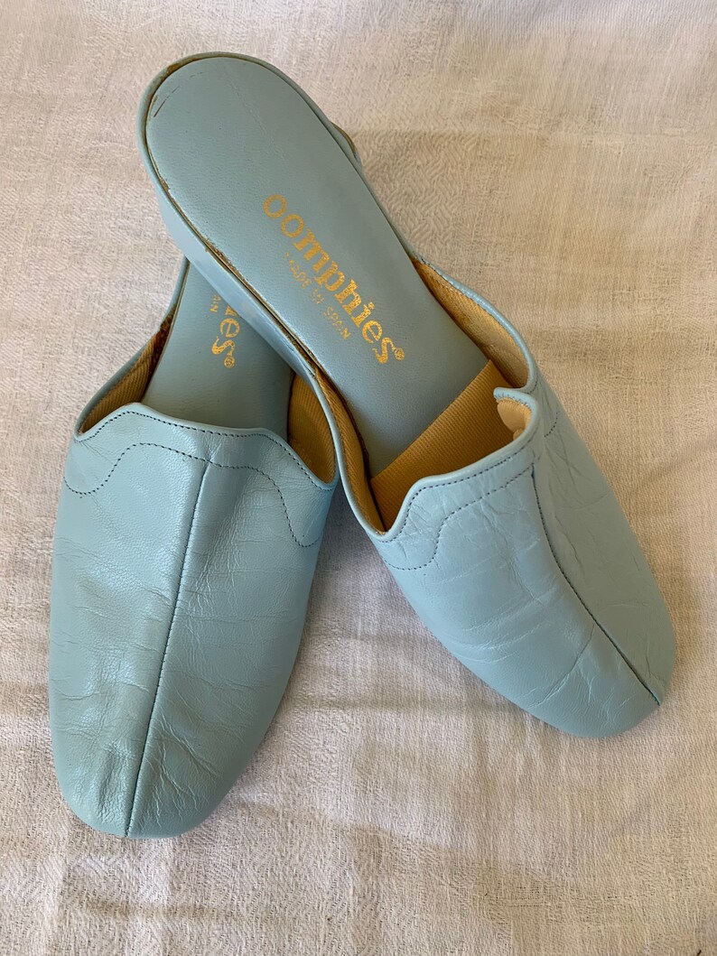 70s Oomphies Soft Leather Slippers Baby Blue Never Worn Like - Etsy