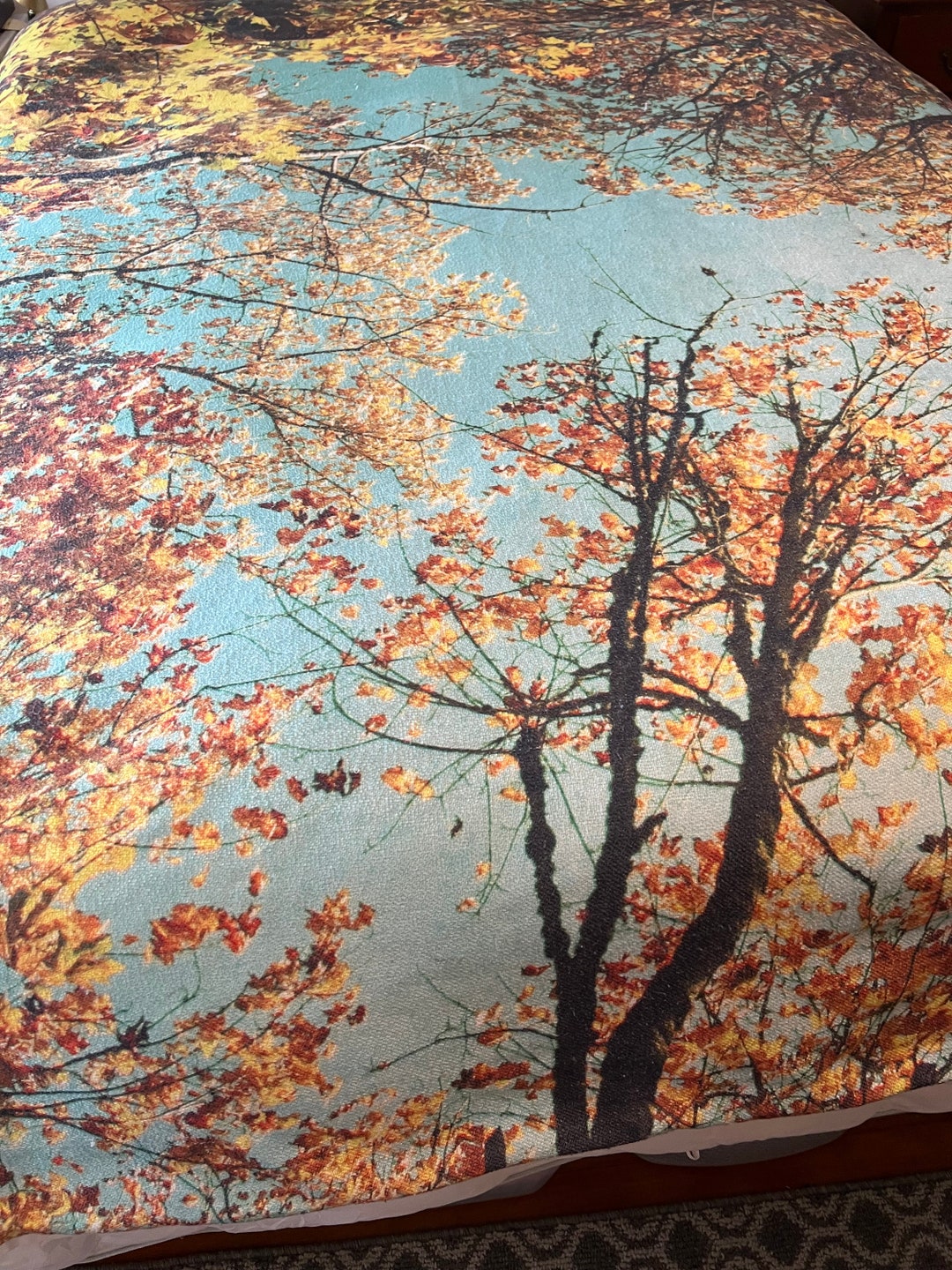 1970s Vintage Nature Scene Duvet Tapestry Forest Autumn Leaves Trees - Etsy