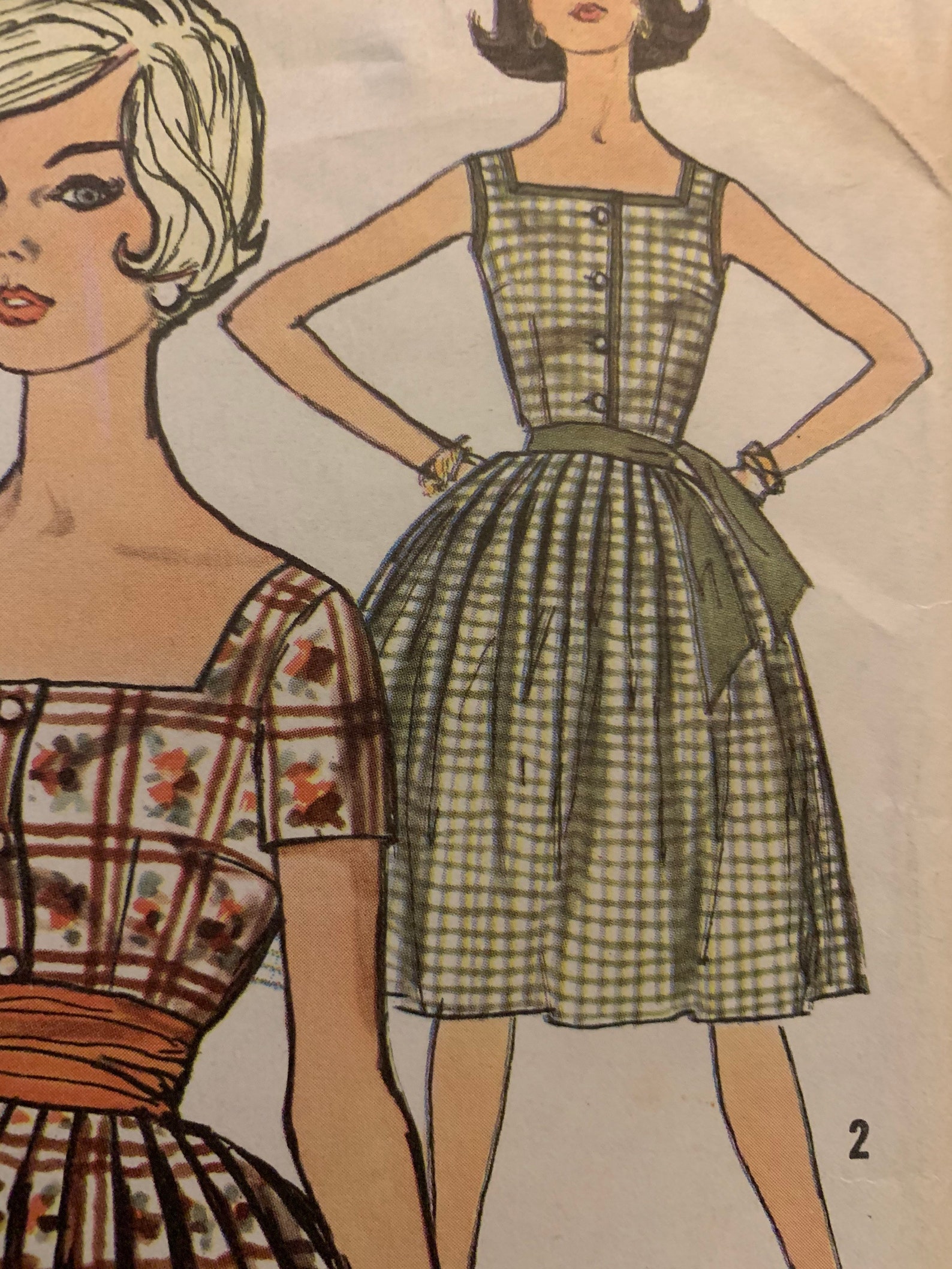 Simplicity Pattern 3994 Dress Square Neck Pleat Skirt | Etsy