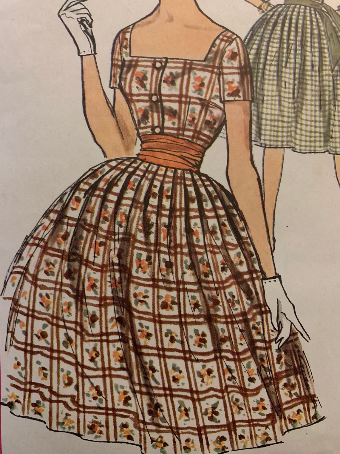 Simplicity Pattern 3994 Dress Square Neck Pleat Skirt | Etsy
