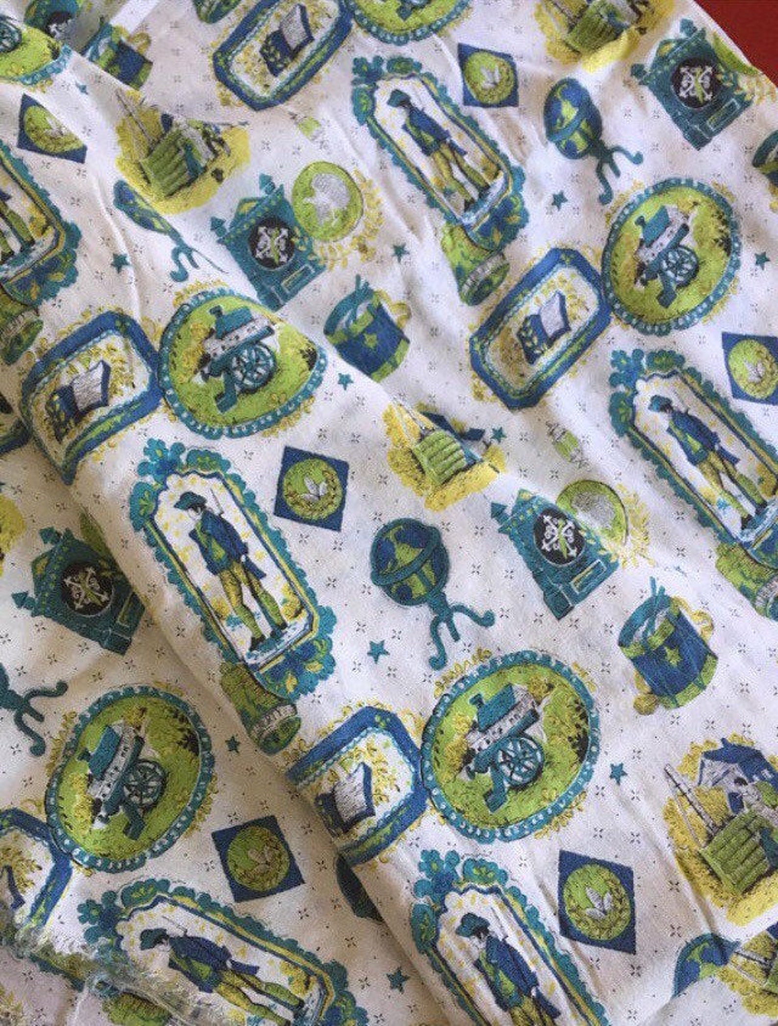 Vintage Mid Century Colonial Cotton Fabric Americas Patriotic History ...