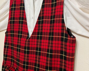 70s Hand Sewn Long Red Plaid Tartan Jumper Dress Size Large - Etsy