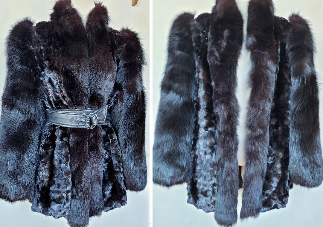 Gorgeous Black Fox Fur Coat Winter Jacket M/L Size 12 Real Fur Oakville ...