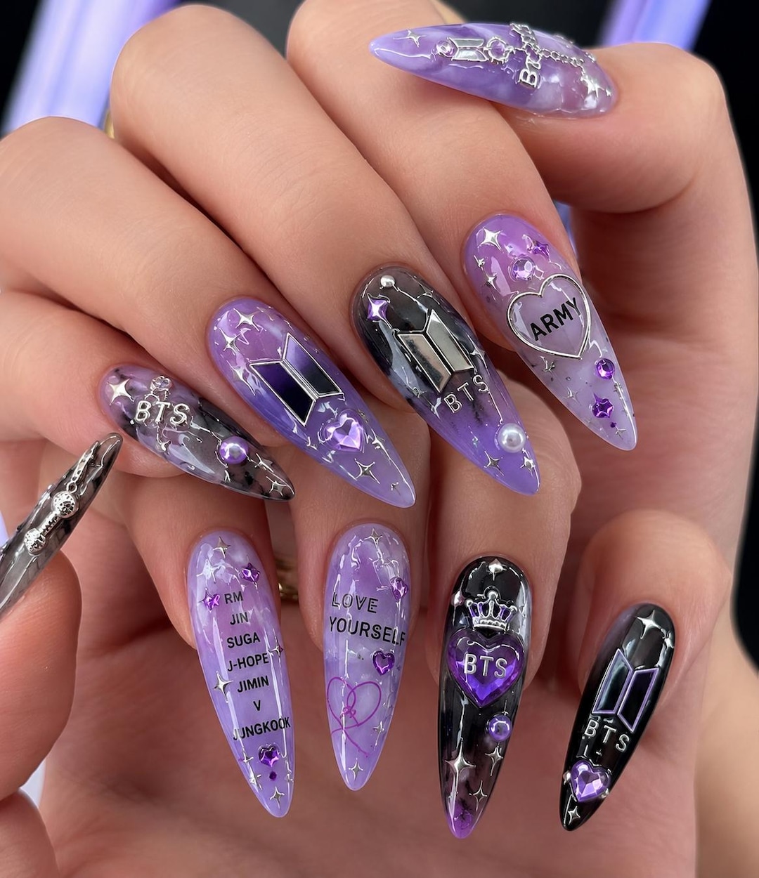 KPOP Arirang Inspired Press on Nails | 2026 Comeback Royal Crimson Art ...