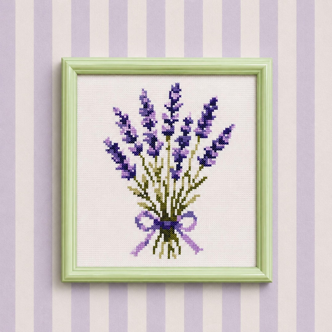 Lavender Cross Stitch Pattern PDF | Floral Bouquet Botanical ...