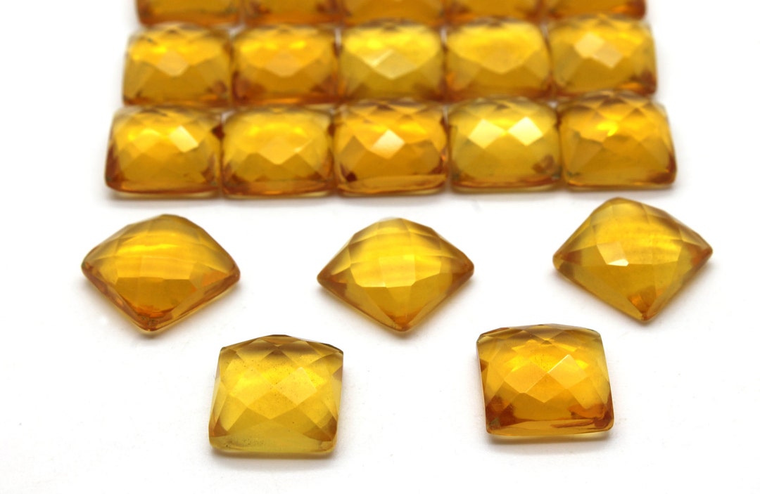 12x12mm Square Citrine,citrine Cabochon,faceted Citrine,faceted ...