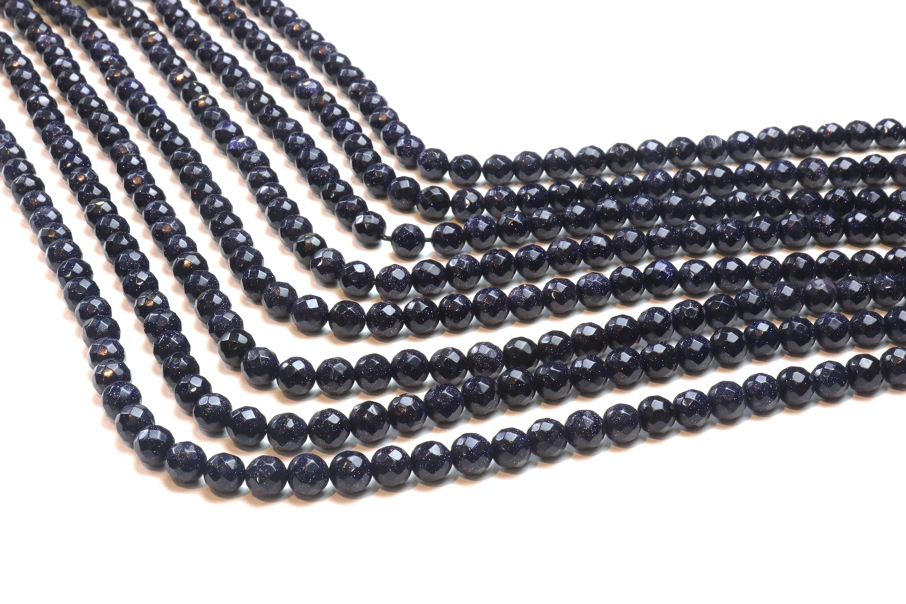 A Grade Blue Goldstone,faceted Round Beads,4mm Beads,gemstone Beads ...
