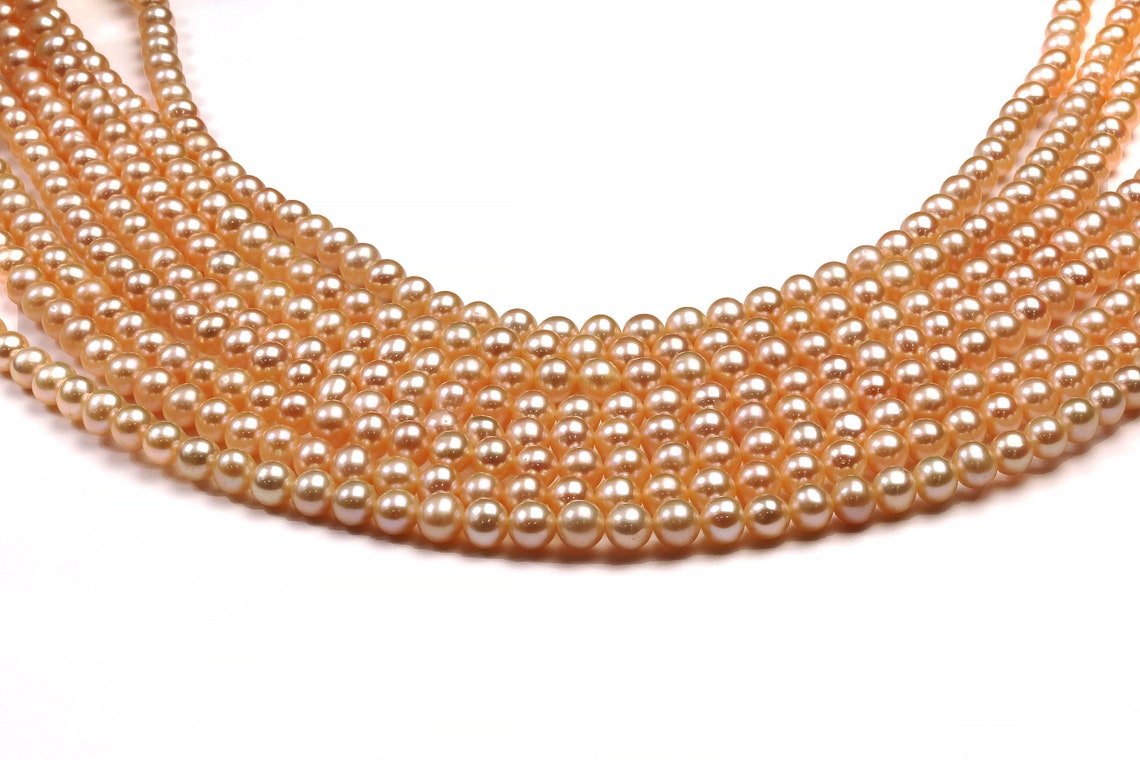 Peach pearlsfreshwater pearlsnatural pearl beadsgenuine | Etsy