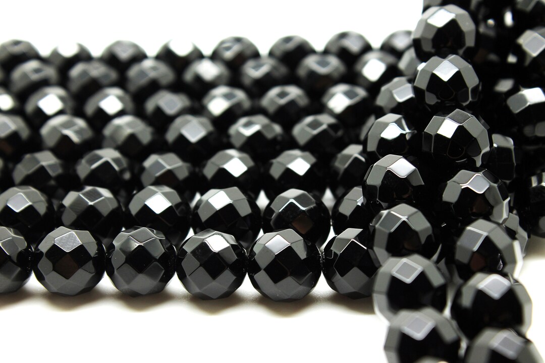Large Round Beads,black Onyx Beads,faceted Round Beads,gemstone Beads ...