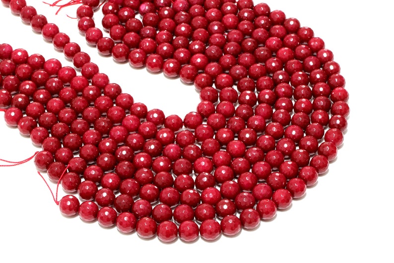 Red Jade Beads,red Beads,faceted Beads,gemstone Beads,shiny Beads ...