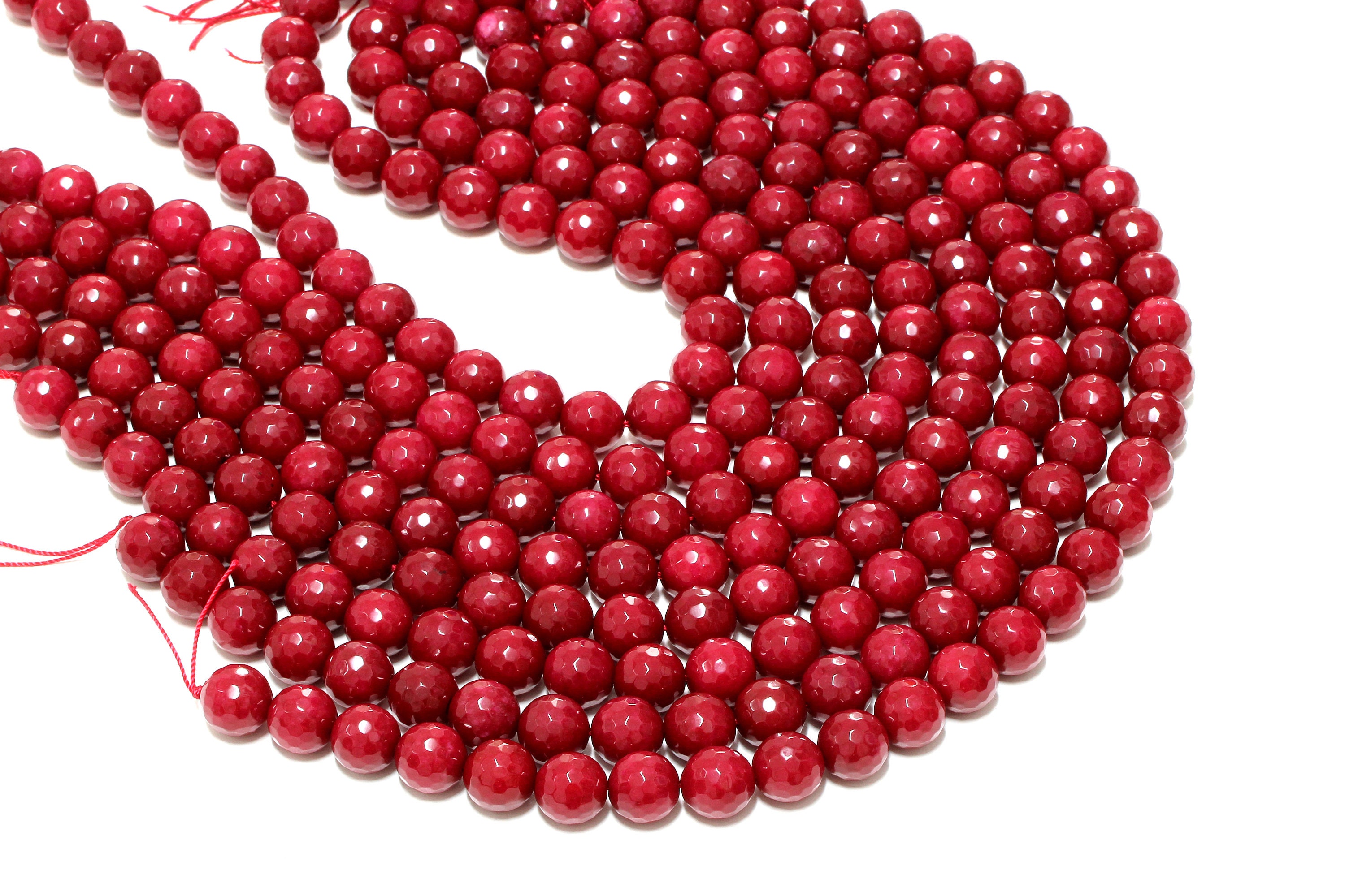 Red Jade beadsred beadsfaceted beadsgemstone beadsshiny | Etsy