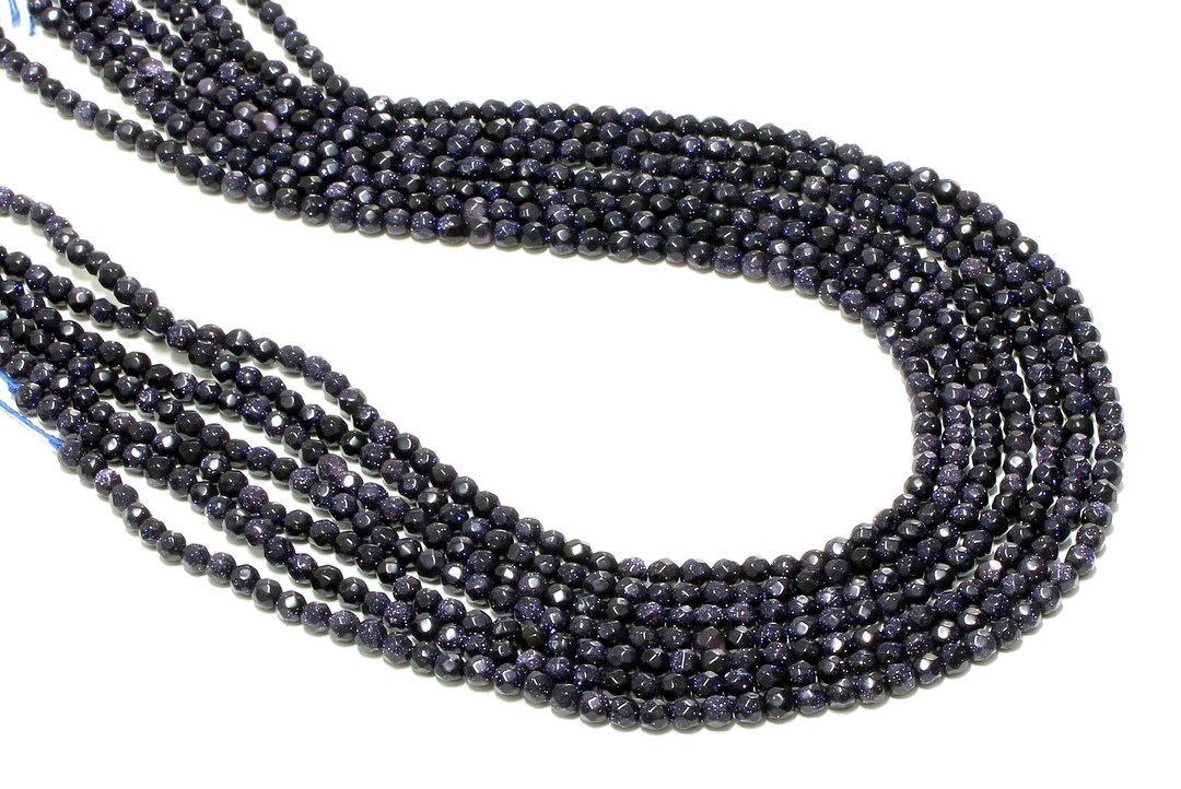 A Grade Blue Goldstone,faceted Round Beads,4mm Beads,gemstone Beads ...