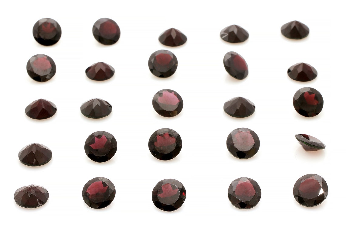 Round Cut Garnet Gemstonediamond Cut Garnetfaceted - Etsy