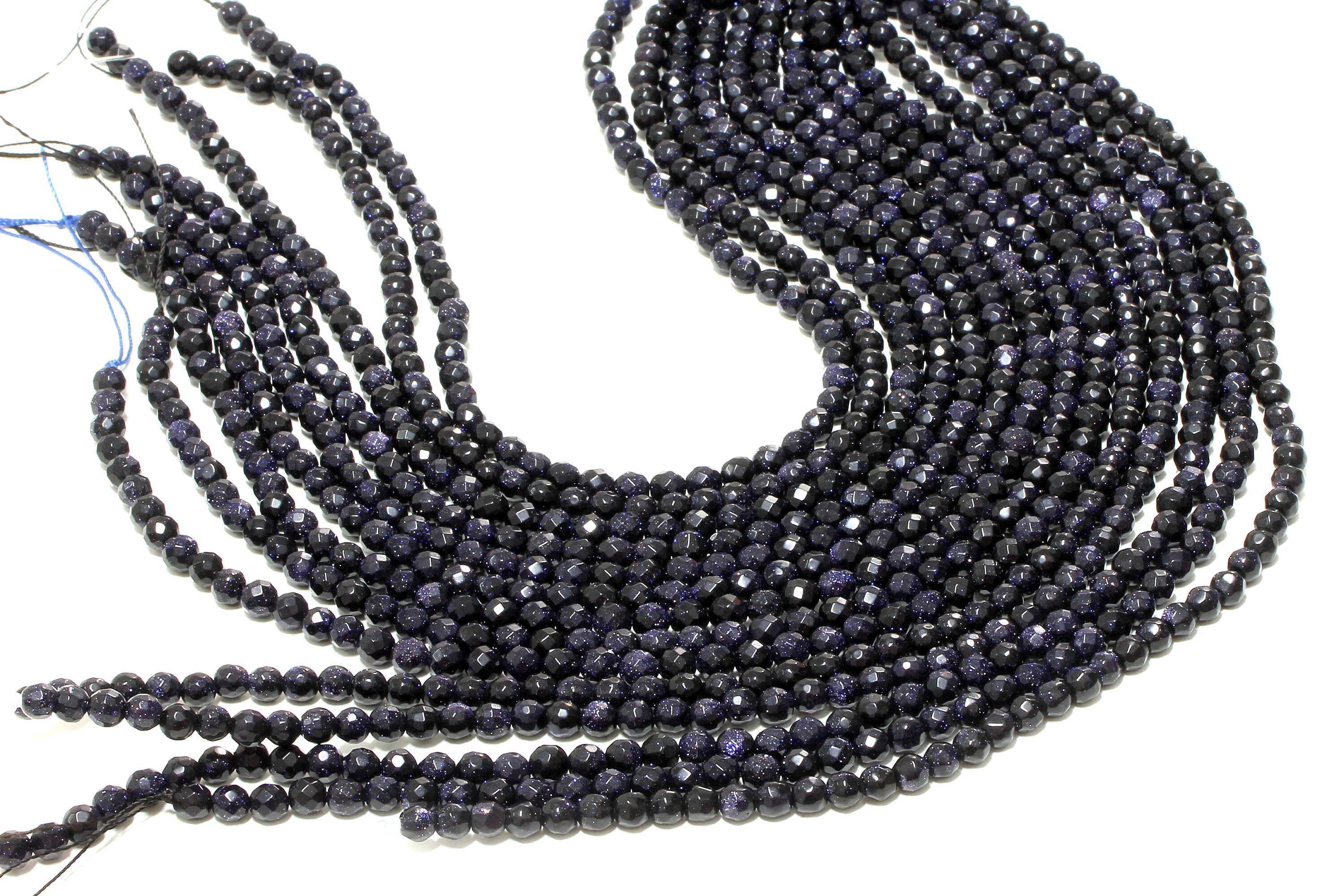 A Grade Blue Goldstone,faceted Round Beads,4mm Beads,gemstone Beads ...