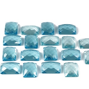 Lab Created Topaz,blue Topaz Cabochon,faceted Cabochon,rectangular ...