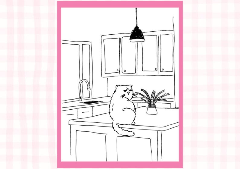 Cat Theme Coloring Cards for Any Occasion | 5x7 Folded Cards With ...