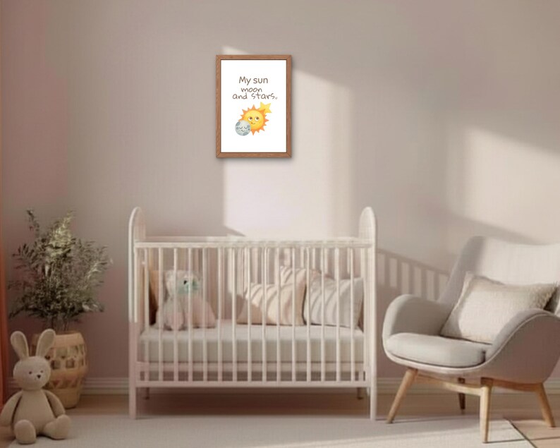 Sun Moon Stars Print | Neutral Nursery Wall Art (digital Download) - Etsy