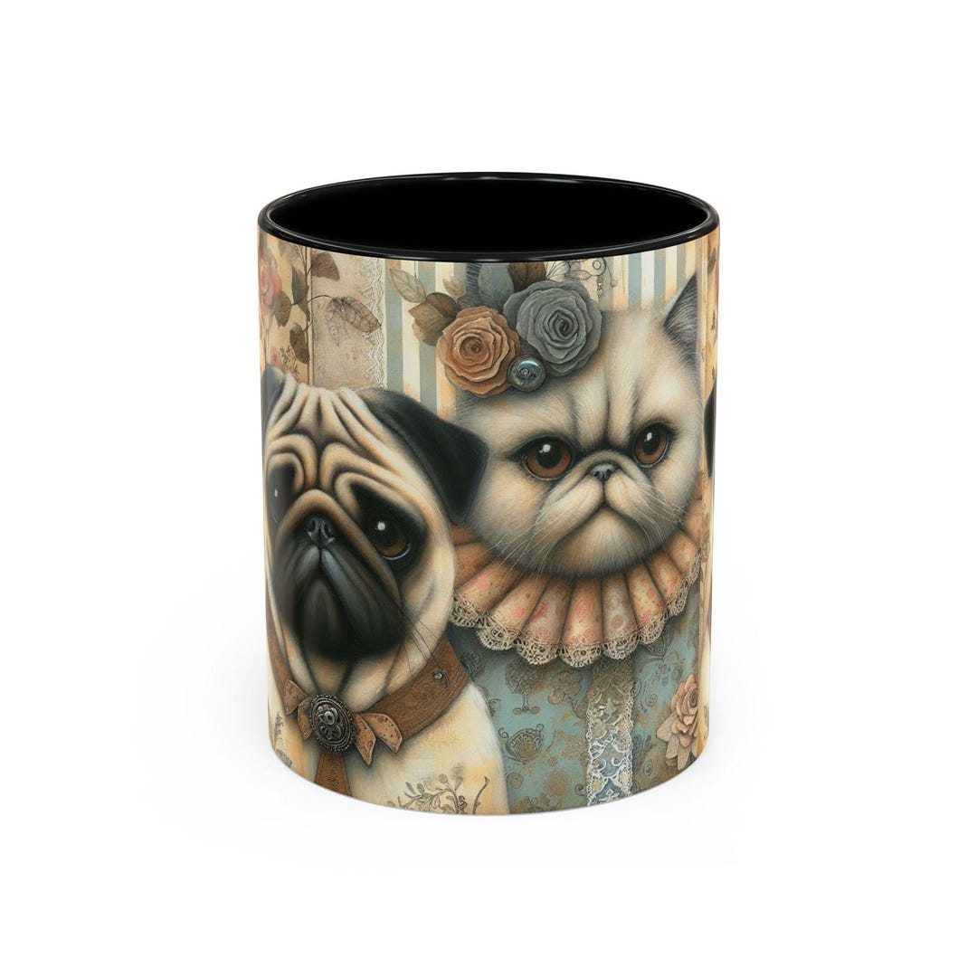 Doug the Pug and Penny the Persian, Animal Lover Coffee Mug, Dog and ...
