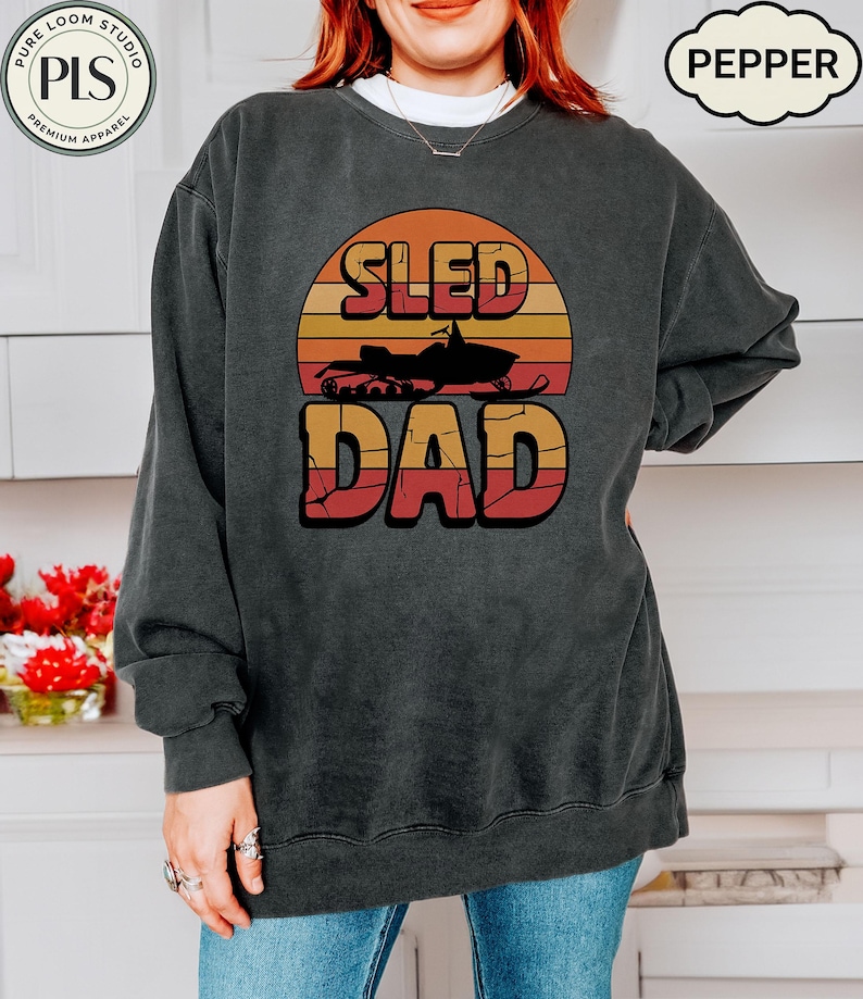 Comfort Colors Sled Dad Shirt, Retro Snowmobile Sunset Tee, Winter ...