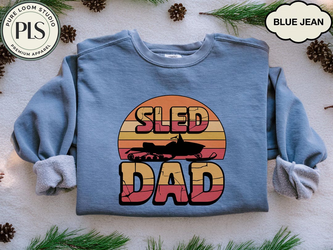 Comfort Colors Sled Dad Shirt, Retro Snowmobile Sunset Tee, Winter ...