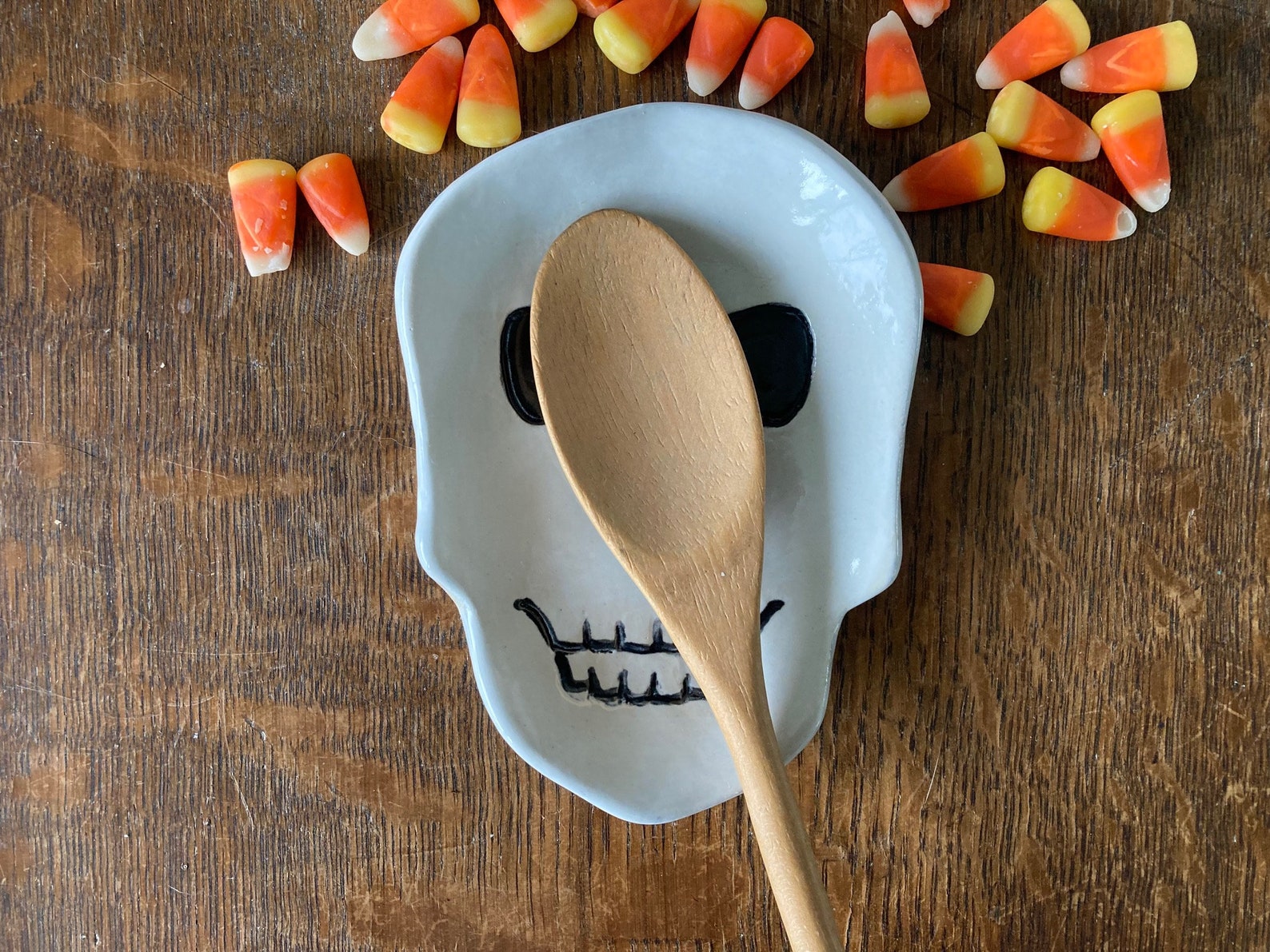 Halloween SKULL SPOON REST Stoneware Clay Hand Made - Etsy