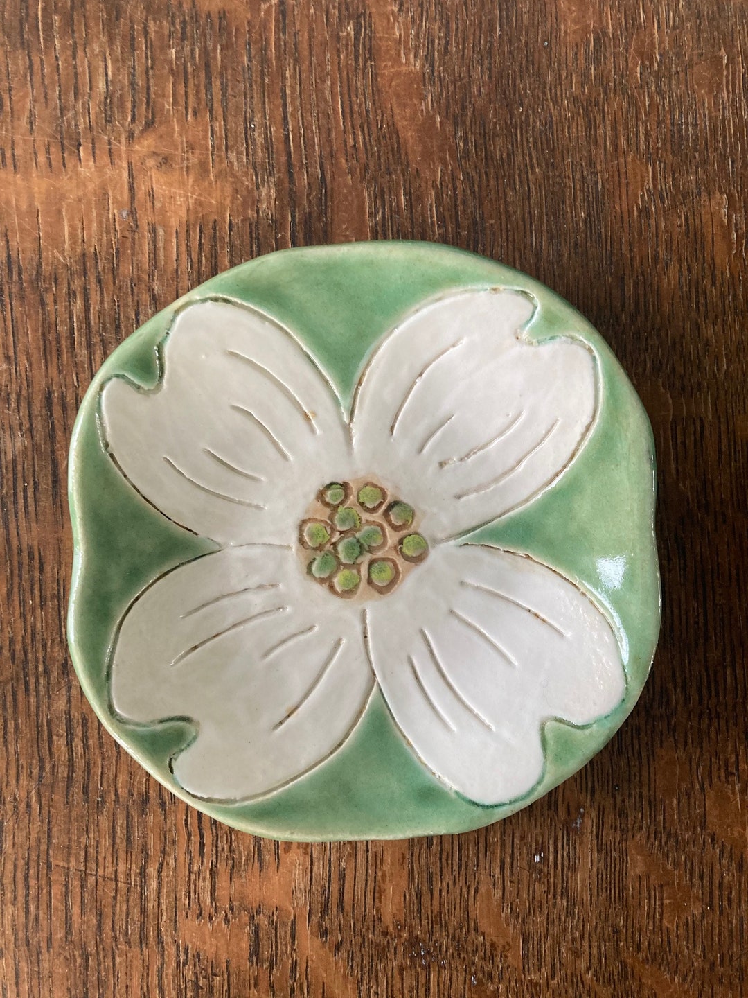 SPOON REST Multi Use White DOGWOOD Flower Stoneware Hand Made - Etsy