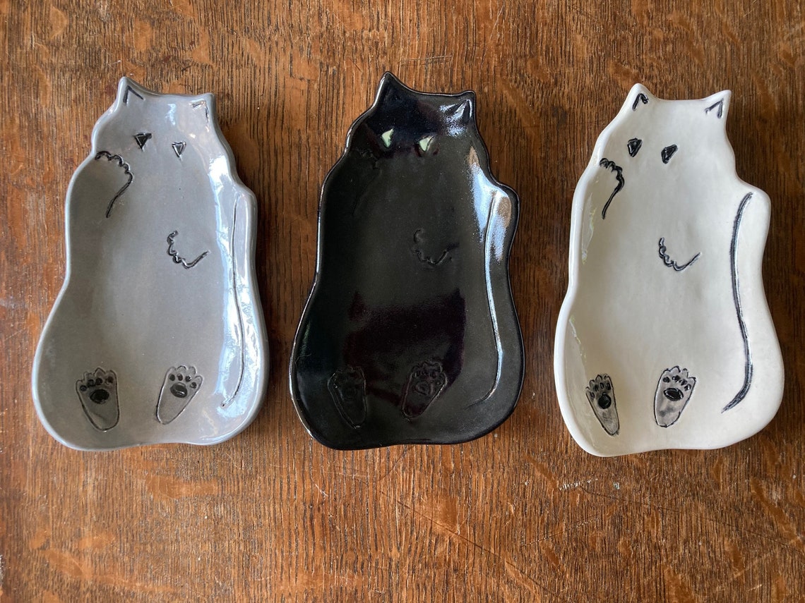 SPOON REST BLACK Cat Body Stoneware Hand Made - Etsy