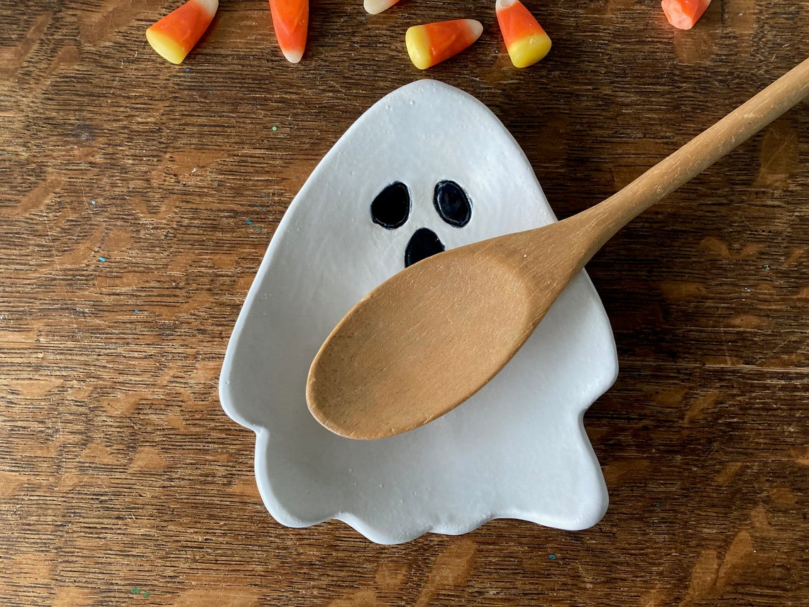 SPOON REST HALLOWEEN Ghost Handmade Stoneware - Etsy
