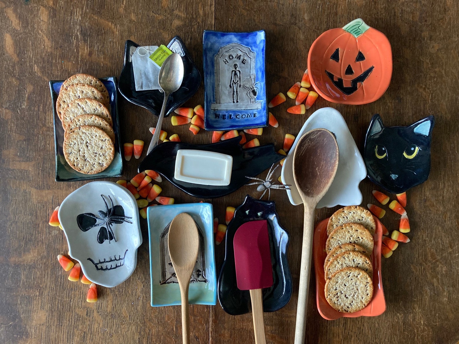 SPOON REST BLACK Cat Body Stoneware Hand Made - Etsy