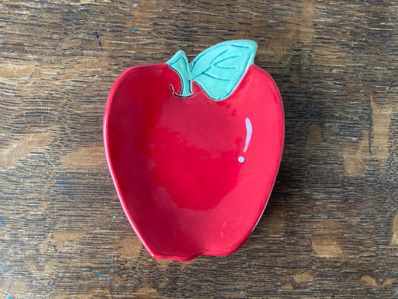 SPOON REST CERAMIC Red Juicy Apple Stoneware Clay Handmade | Etsy